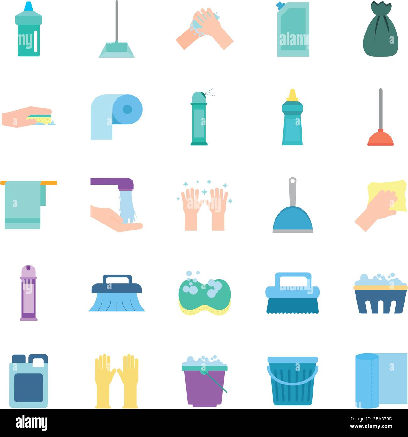 Cleaning service items flat style icon set vector design Stock Vector ...