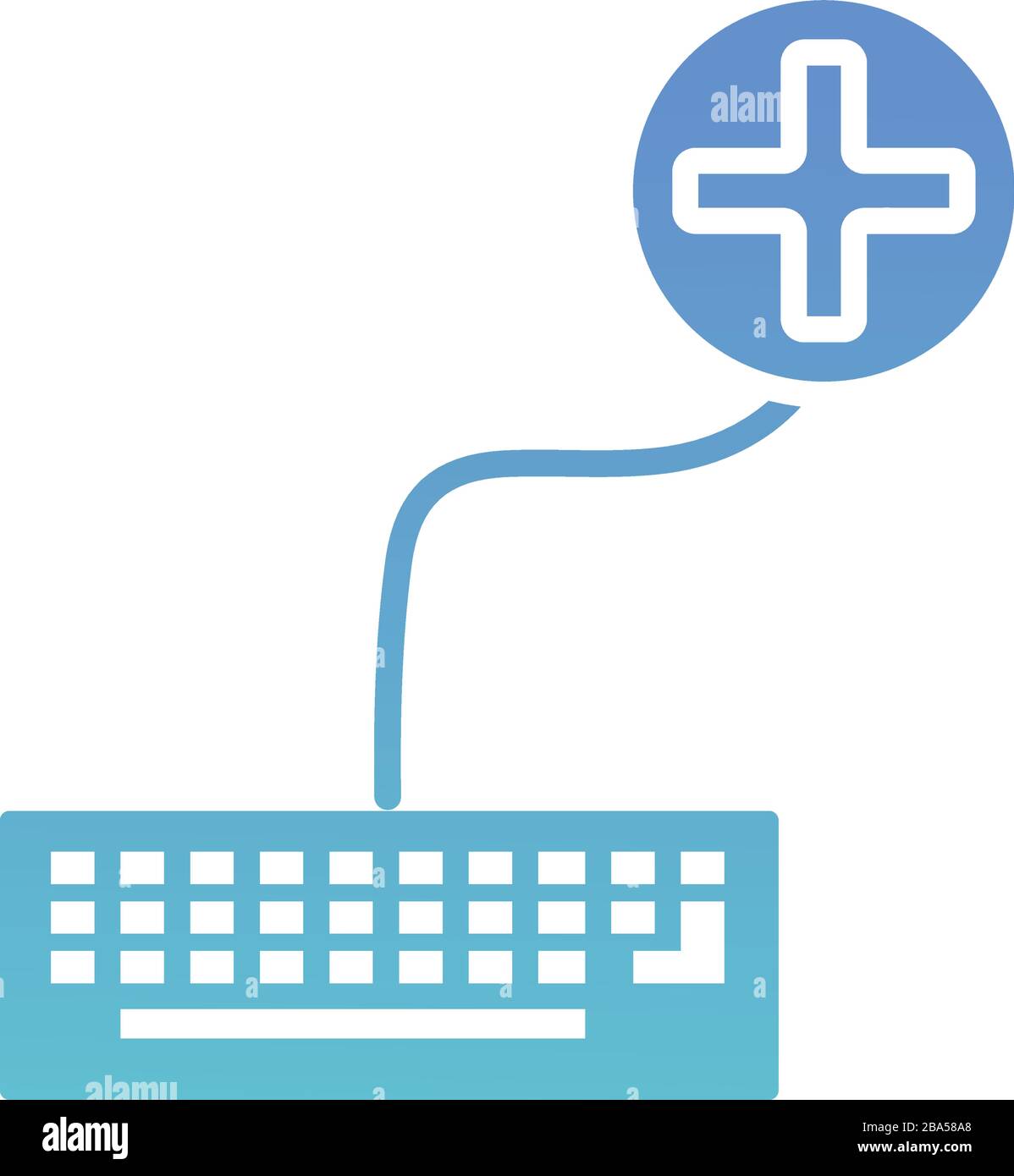keyboard with medical symbol health online silhouette gradient style ...