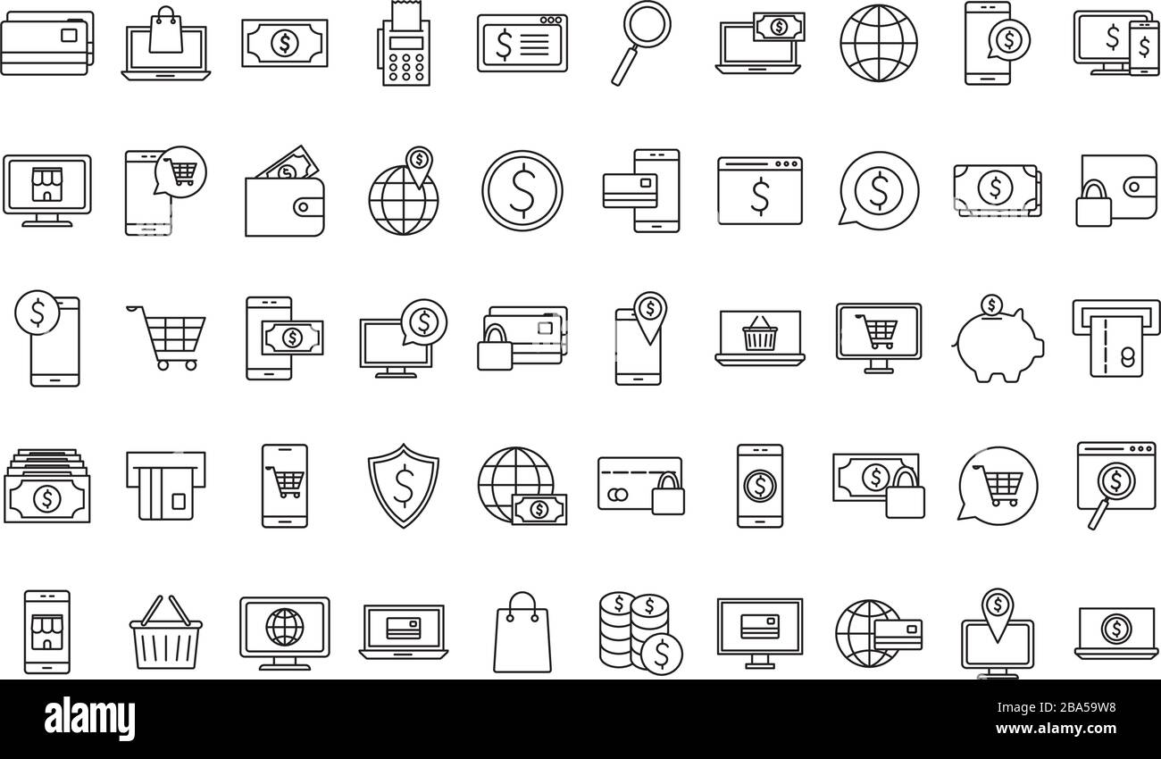 Payments online line style icon set vector design Stock Vector Image ...