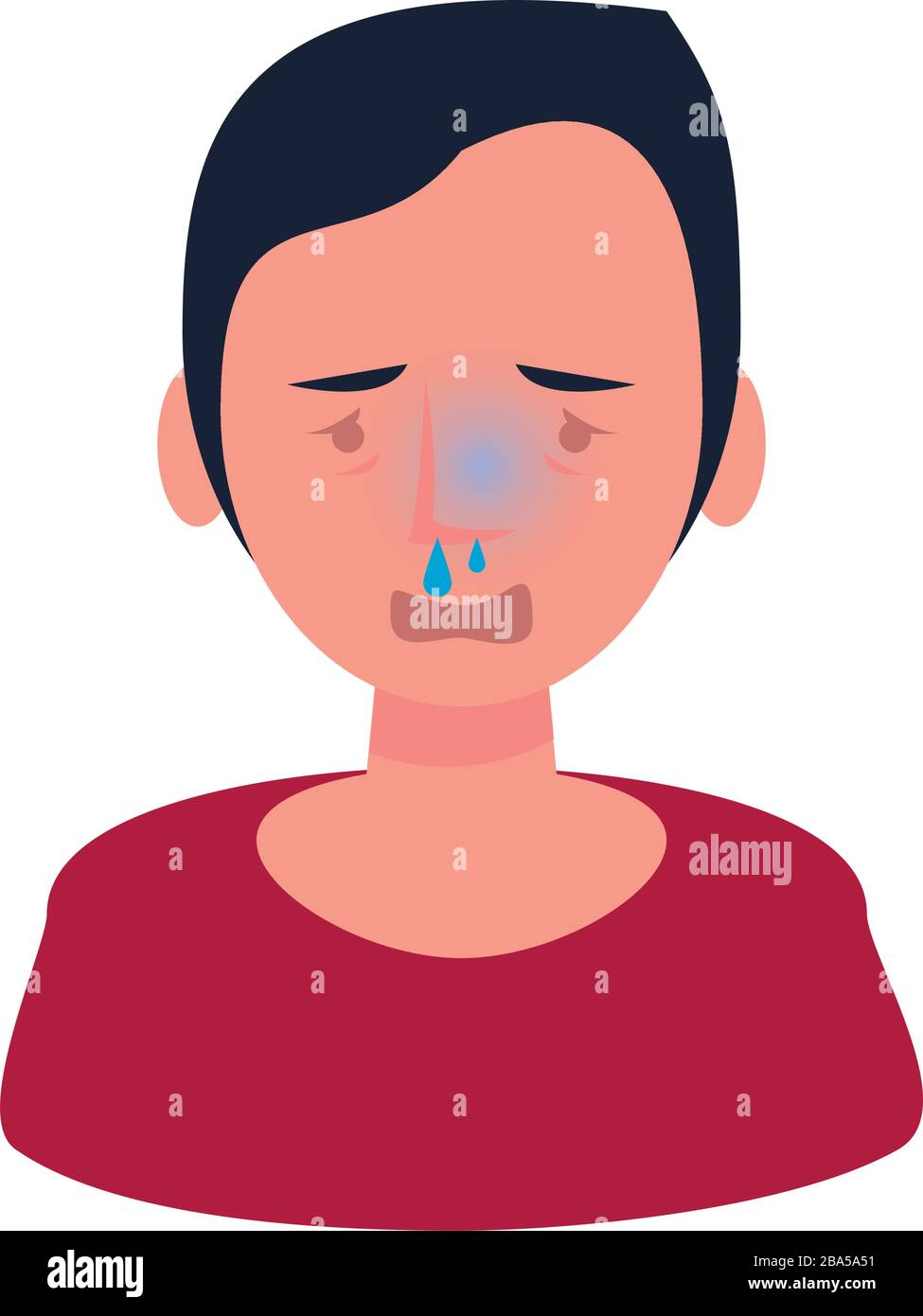 woman sick with runny nose character Stock Vector Image & Art - Alamy