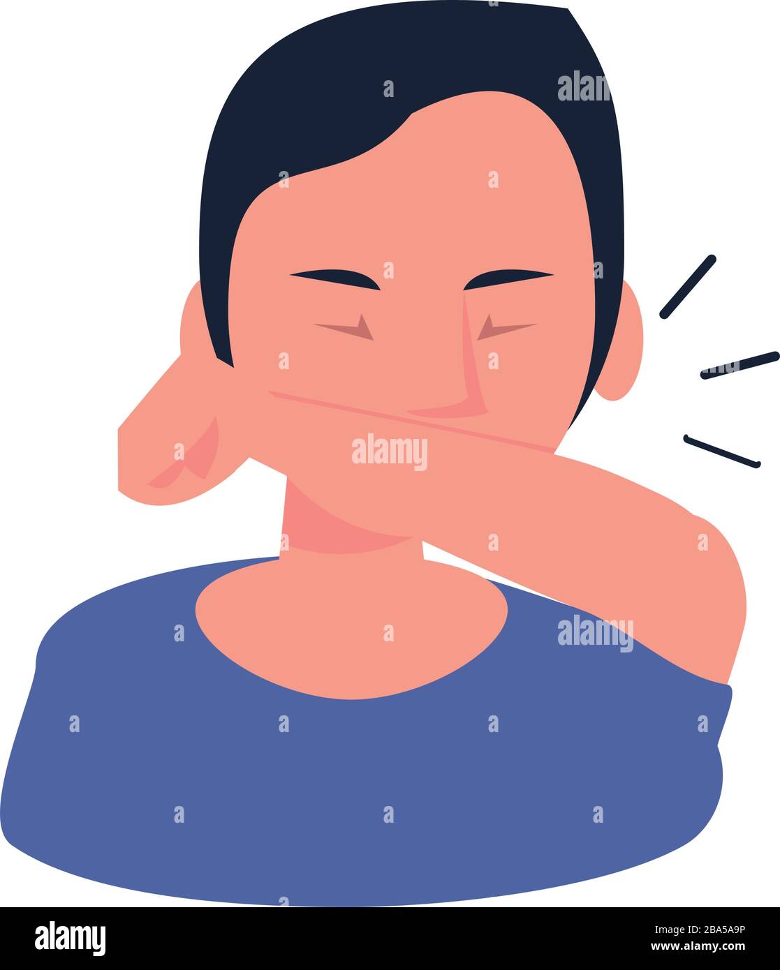 woman sick with dry cough character Stock Vector Image & Art - Alamy