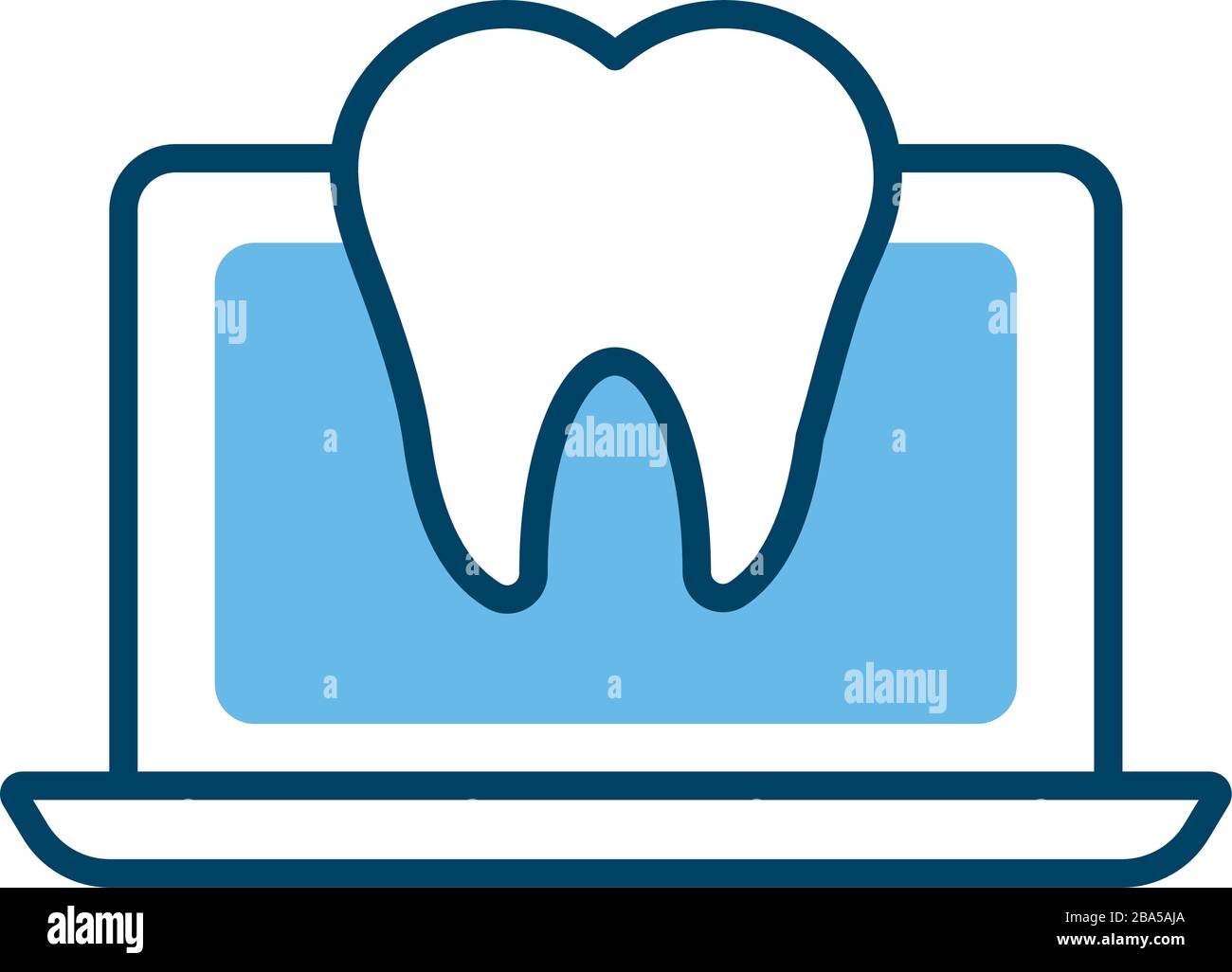 laptop with teeth health online half line style Stock Vector Image ...