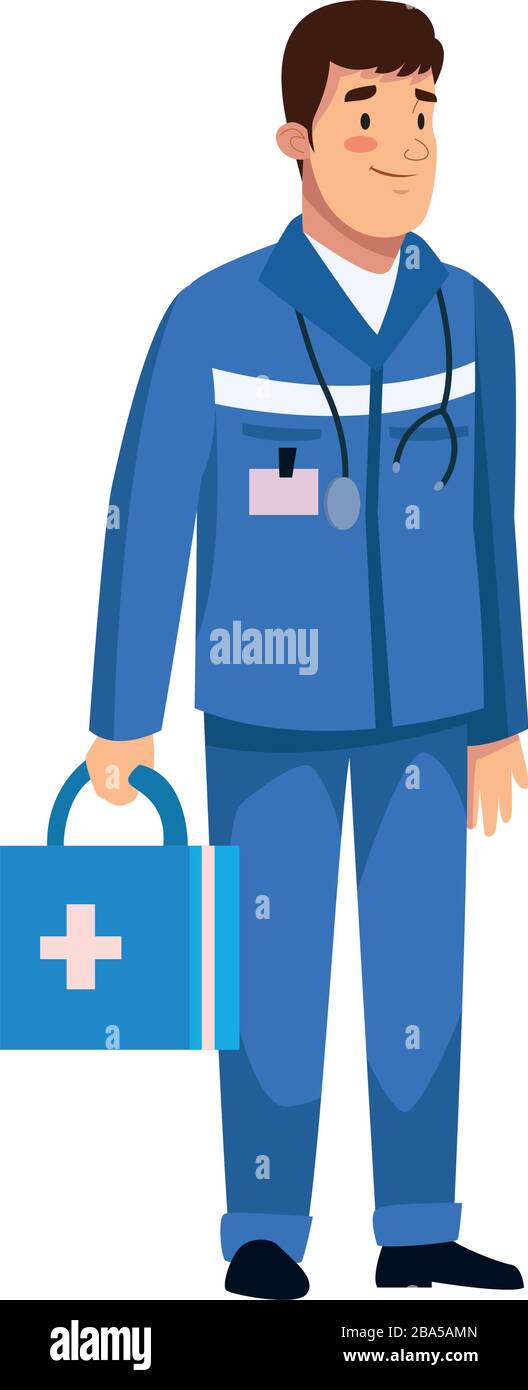 paramedic with medical kit character Stock Vector Image & Art - Alamy