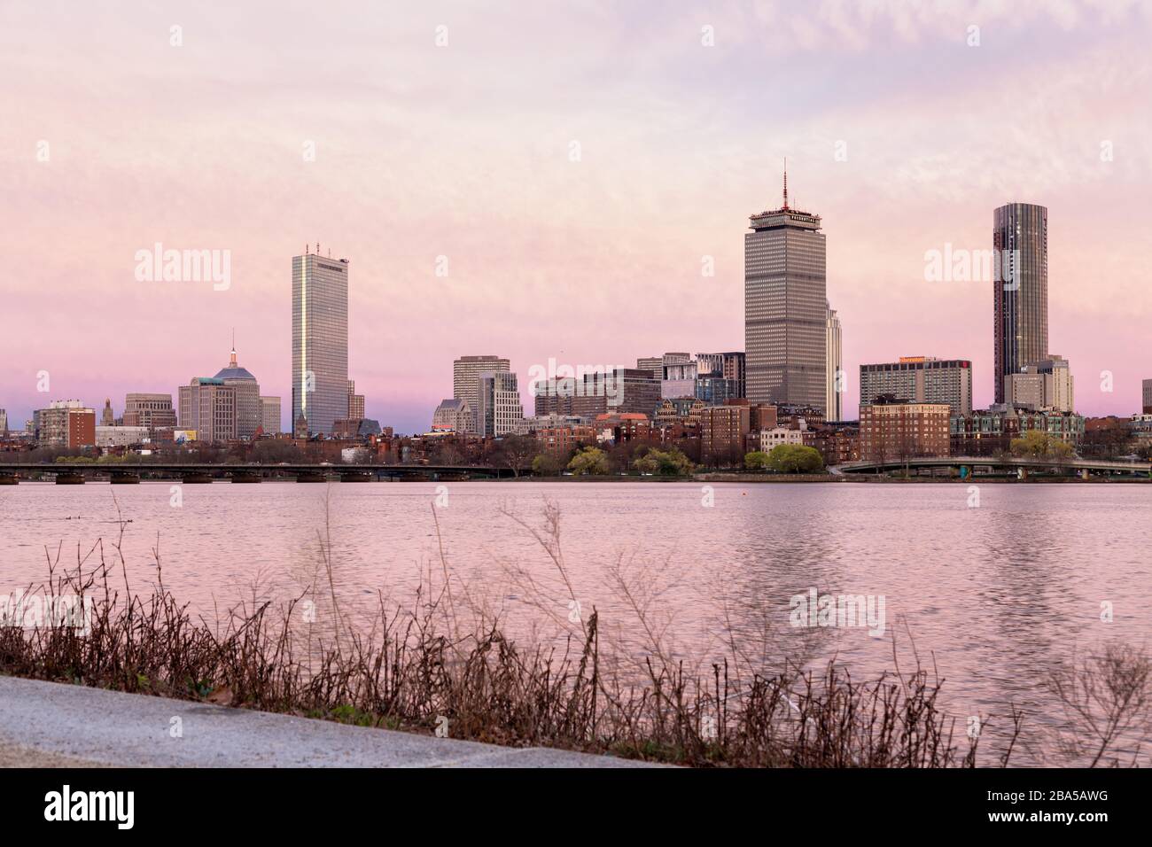 An Epic Pink Sunset in Boston City Stock Photo - Alamy
