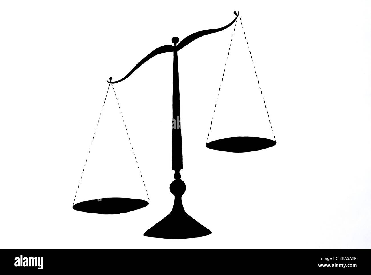 old balance scale silhouette on white background Stock Photo - Alamy