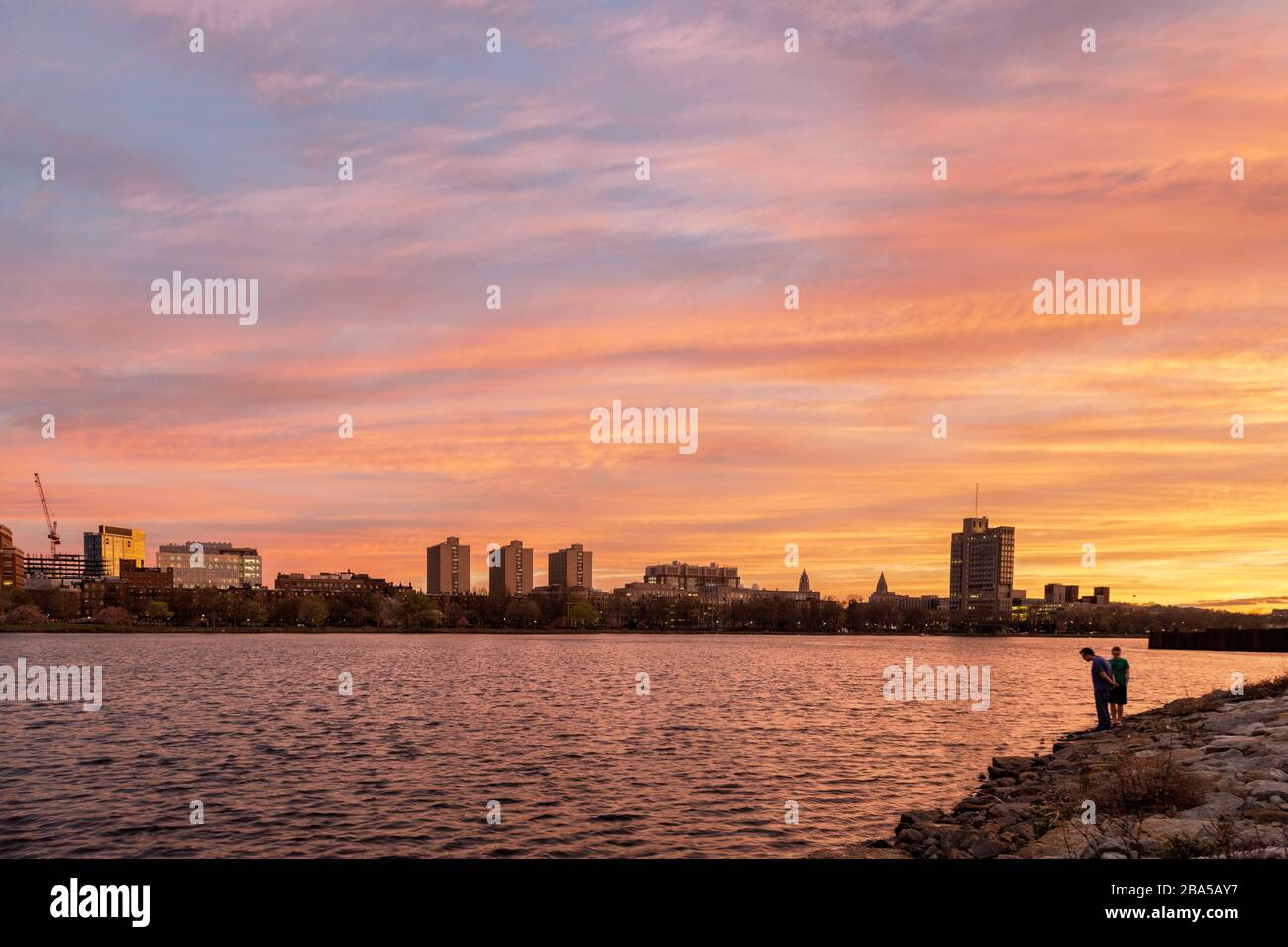 An Epic Pink Sunset in Boston City Stock Photo - Alamy