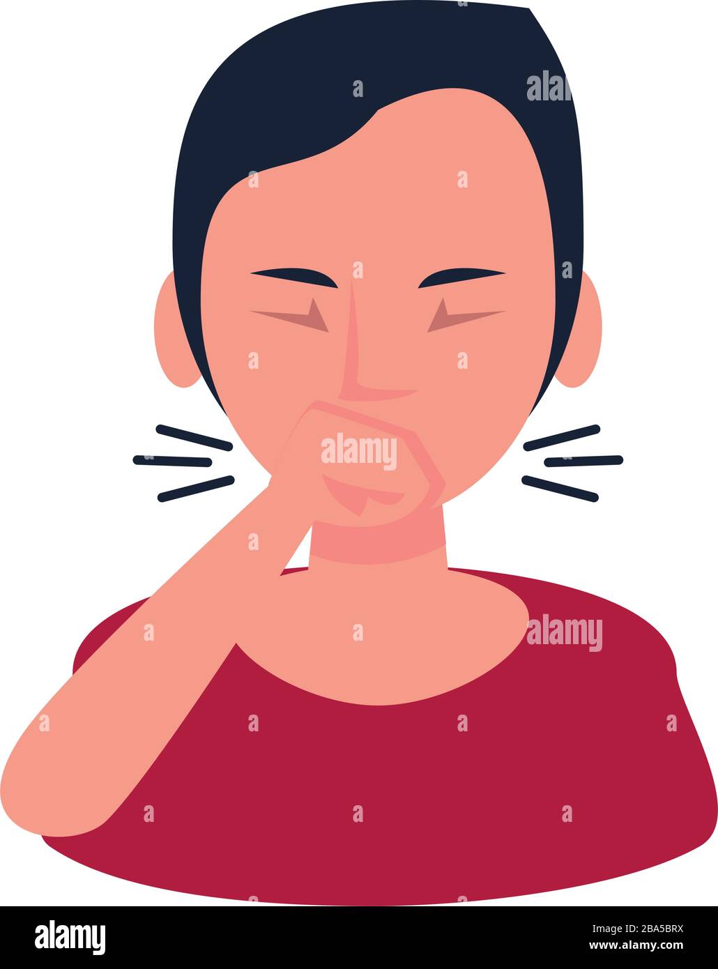 woman sick with dry cough character Stock Vector Image & Art - Alamy