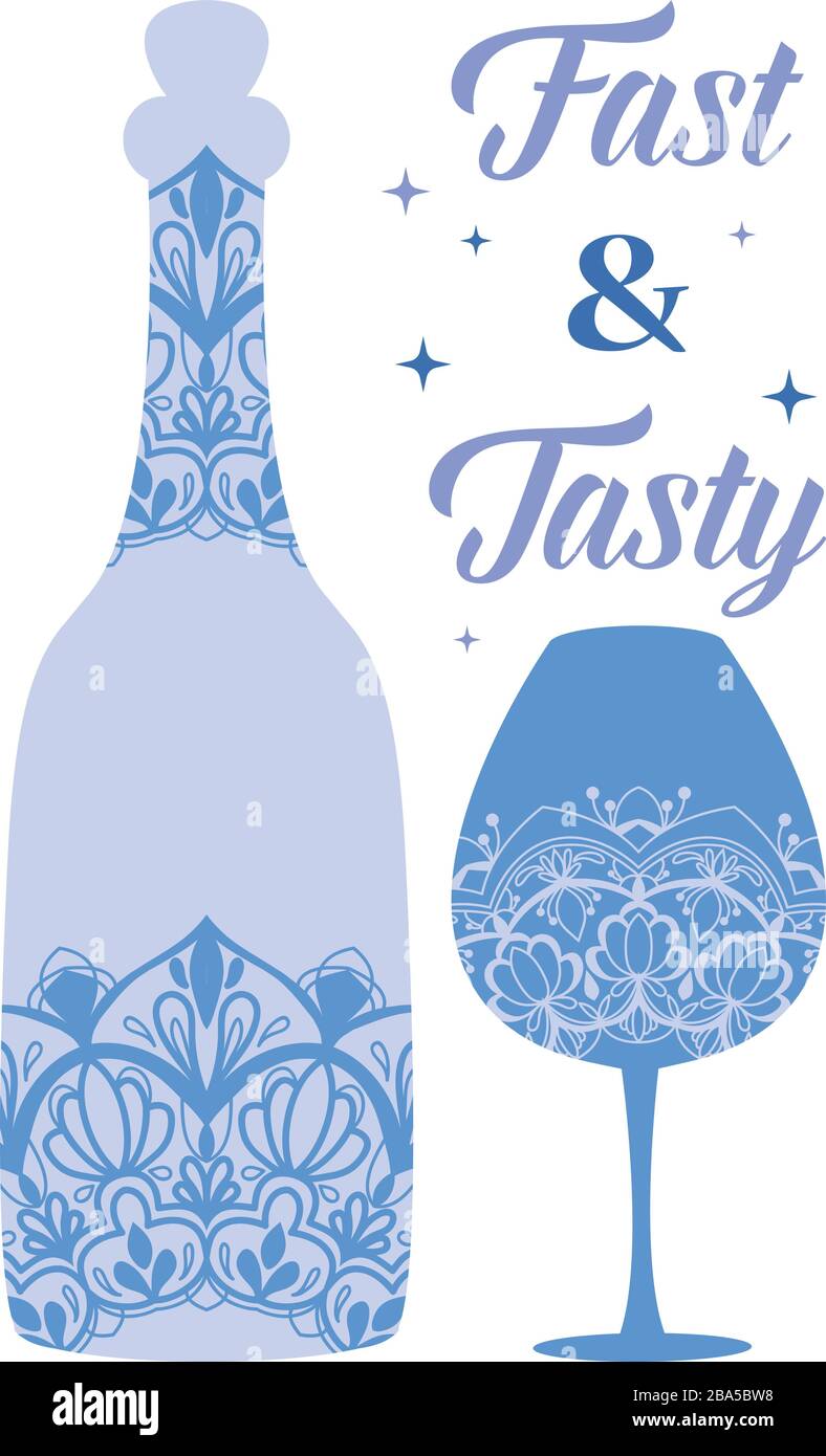 Modern design of alcohol bottle and wine glass. Vector Stock Vector ...