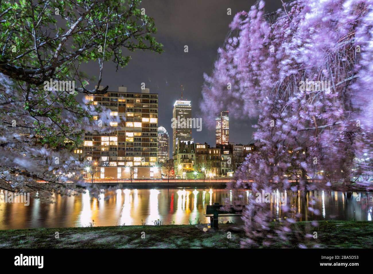 Boston City on a Spring Night Stock Photo - Alamy