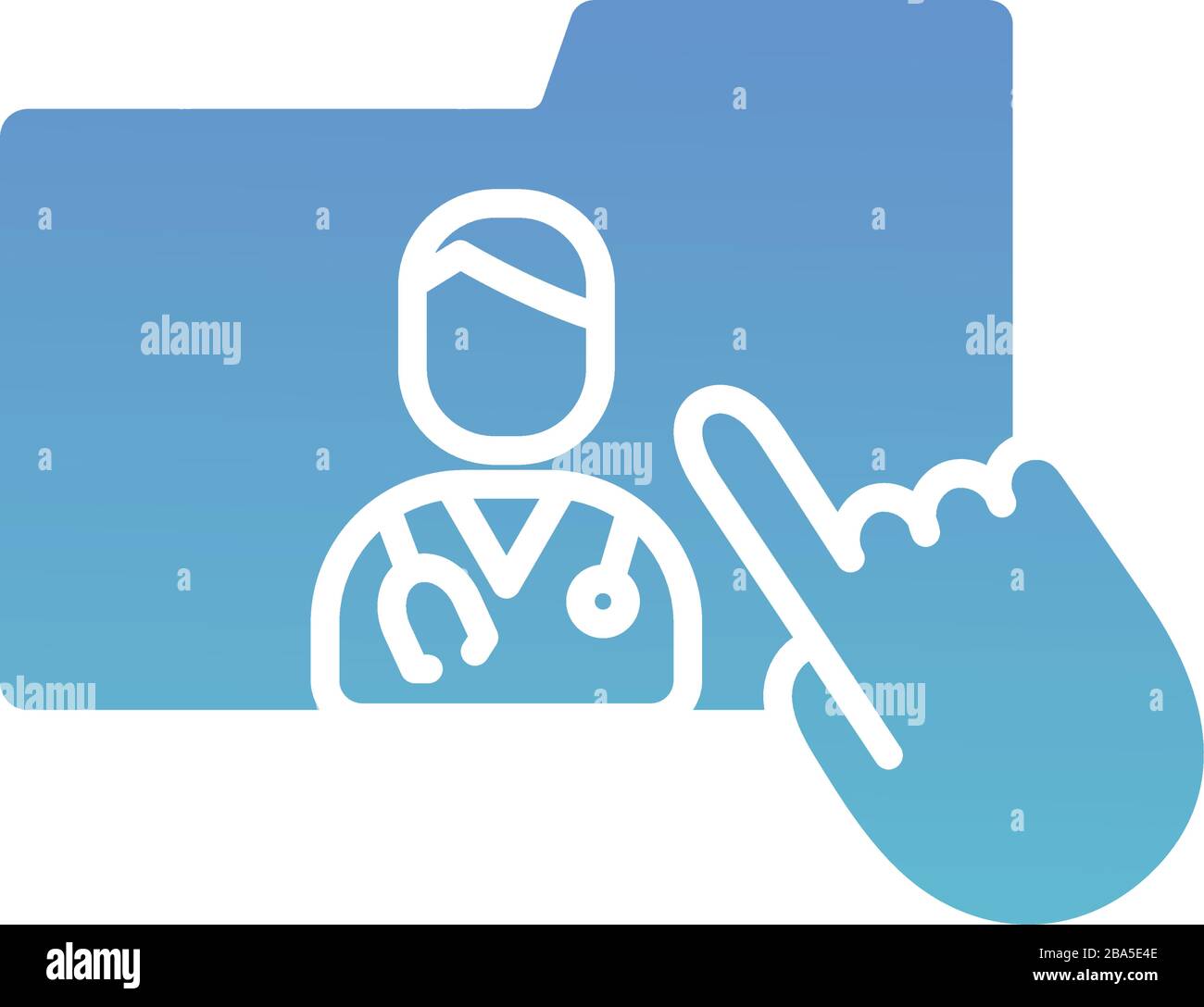 cursor mouse with folder and doctor health online silhouette gradient ...