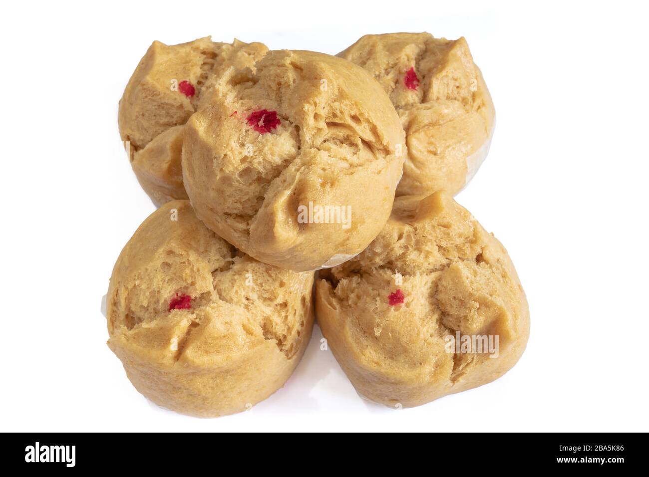 The close up of Chinese brown sugar steamed bread buns on white ...