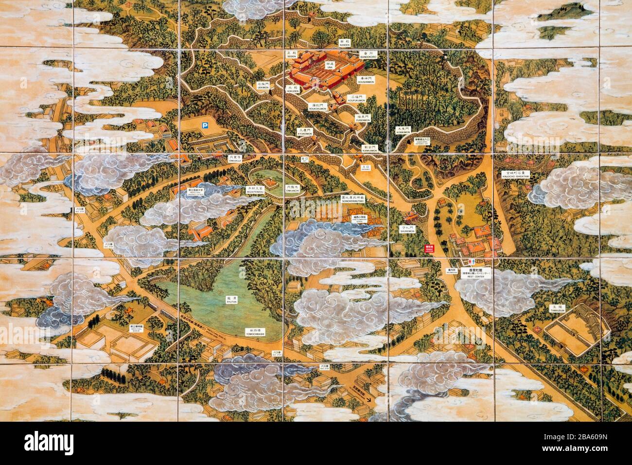 Tile Map of Shurijo Castle, UNESCO World Heritage Site, Naha City ...