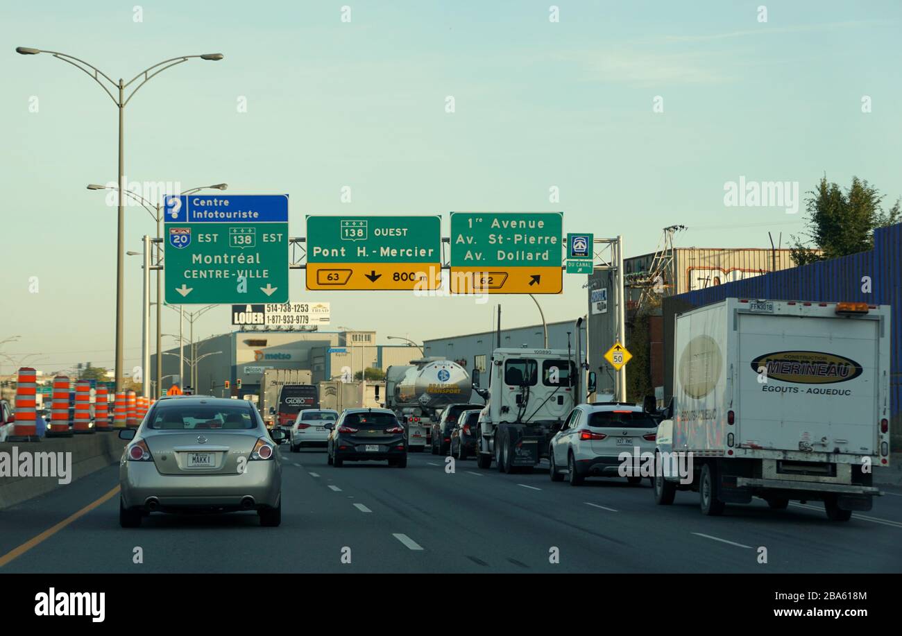 Montreal highway sign hi-res stock photography and images - Alamy