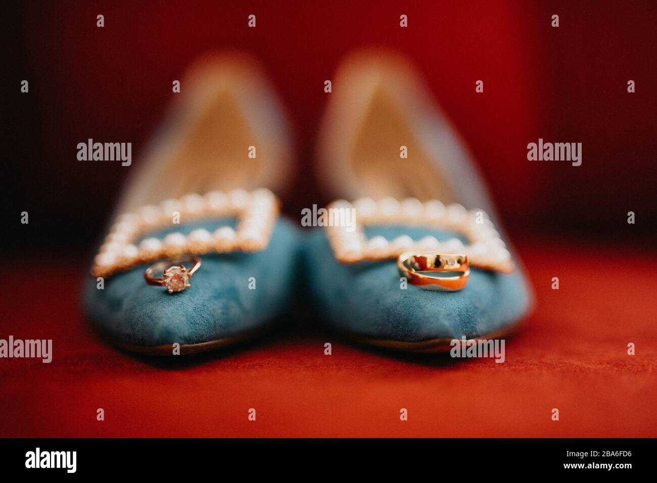 Beautiful blue shoes for a special event Stock Photo - Alamy