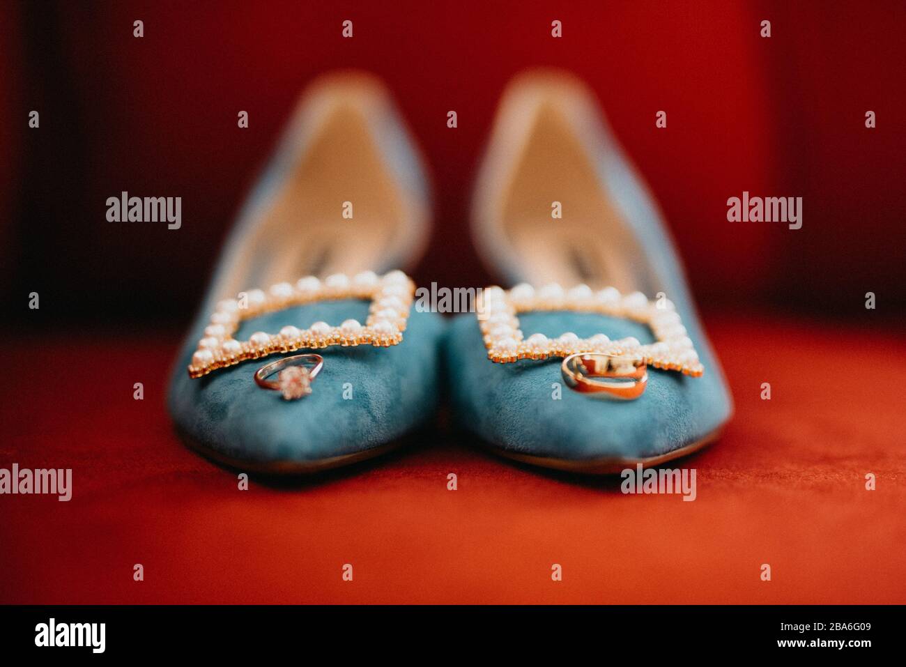 Beautiful blue shoes for a special event Stock Photo - Alamy