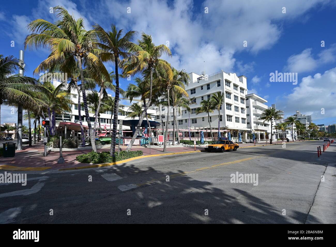 Miami Beach, Florida - March 21, 2020 - Ocean Drive appears empty as ...