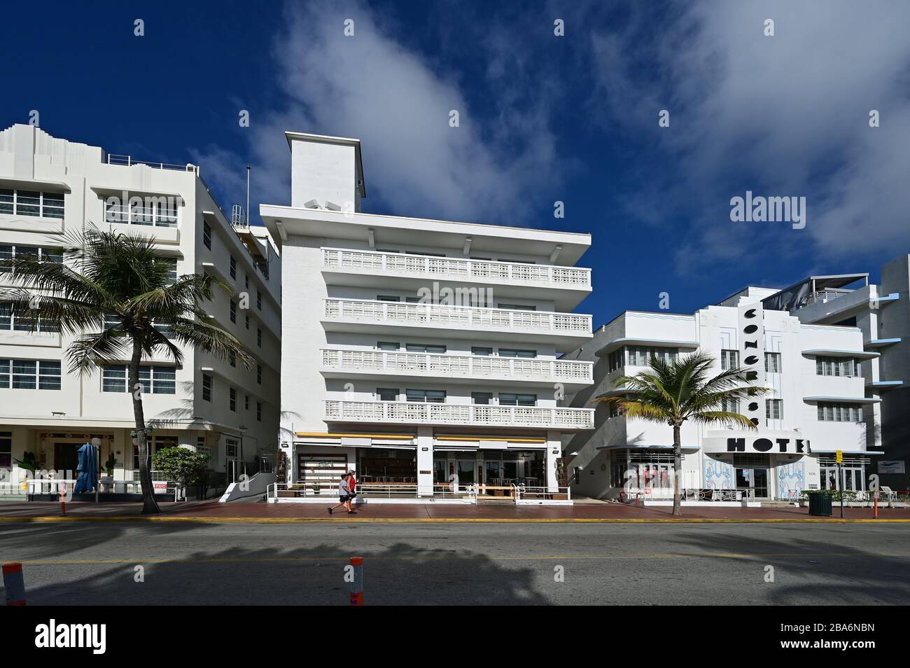 Miami Beach, Florida - March 21, 2020 - Ocean Drive appears empty as ...