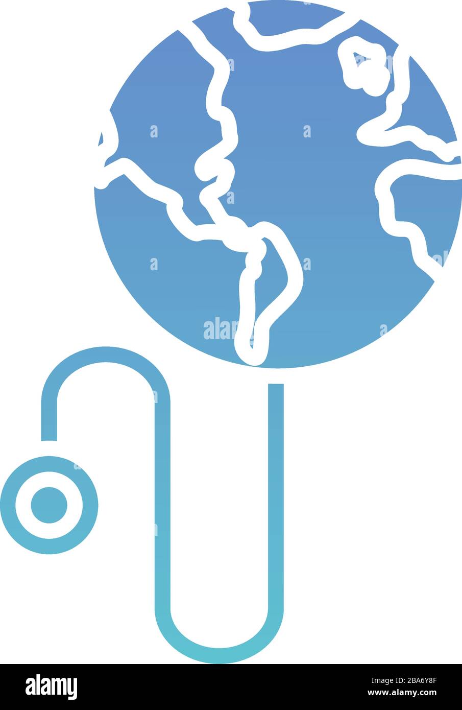 earth planet with stethoscope health online silhouette gradient style ...