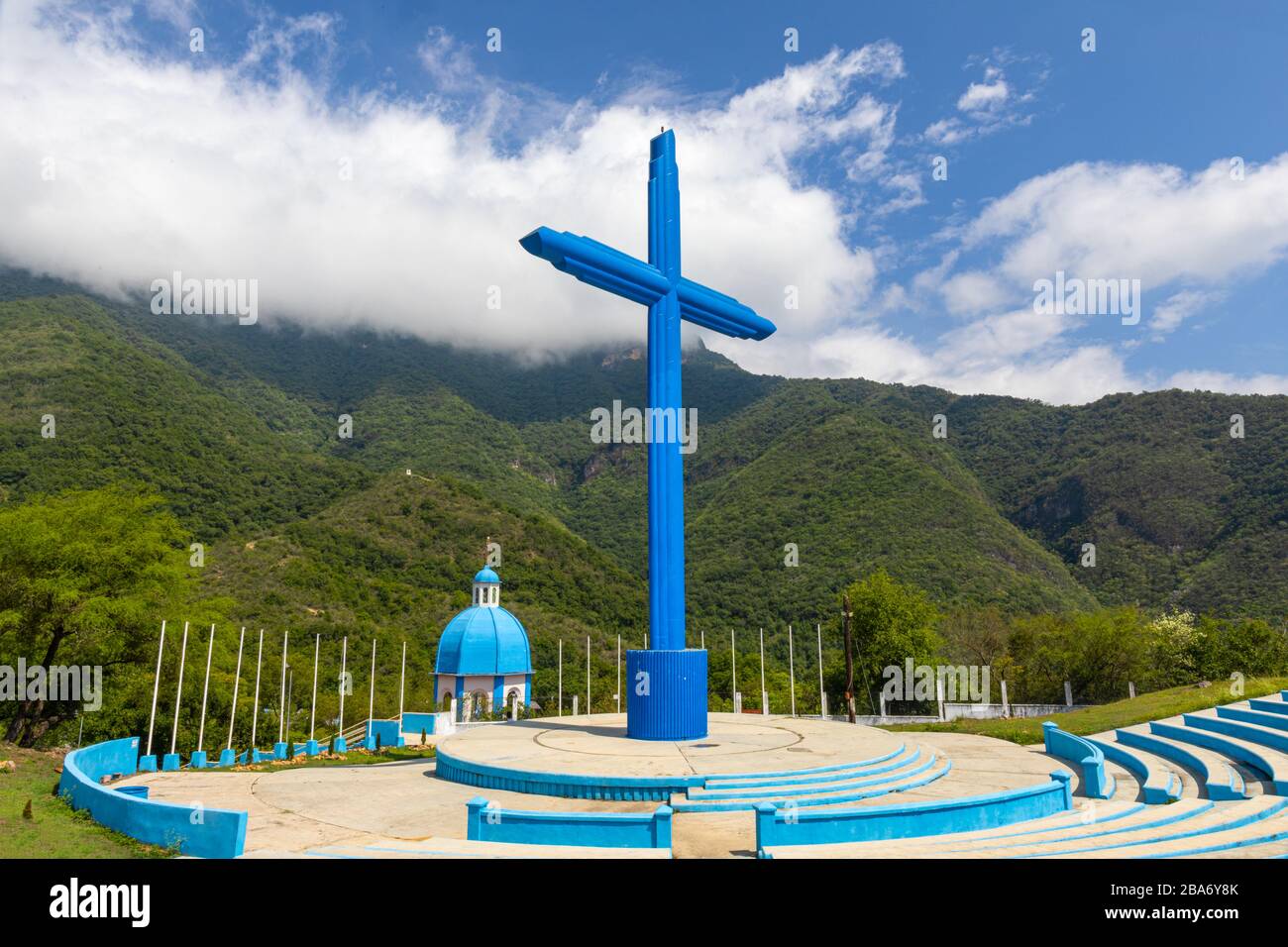 The Church to the Virgin del Chorrito, against mountains of the Sierra ...