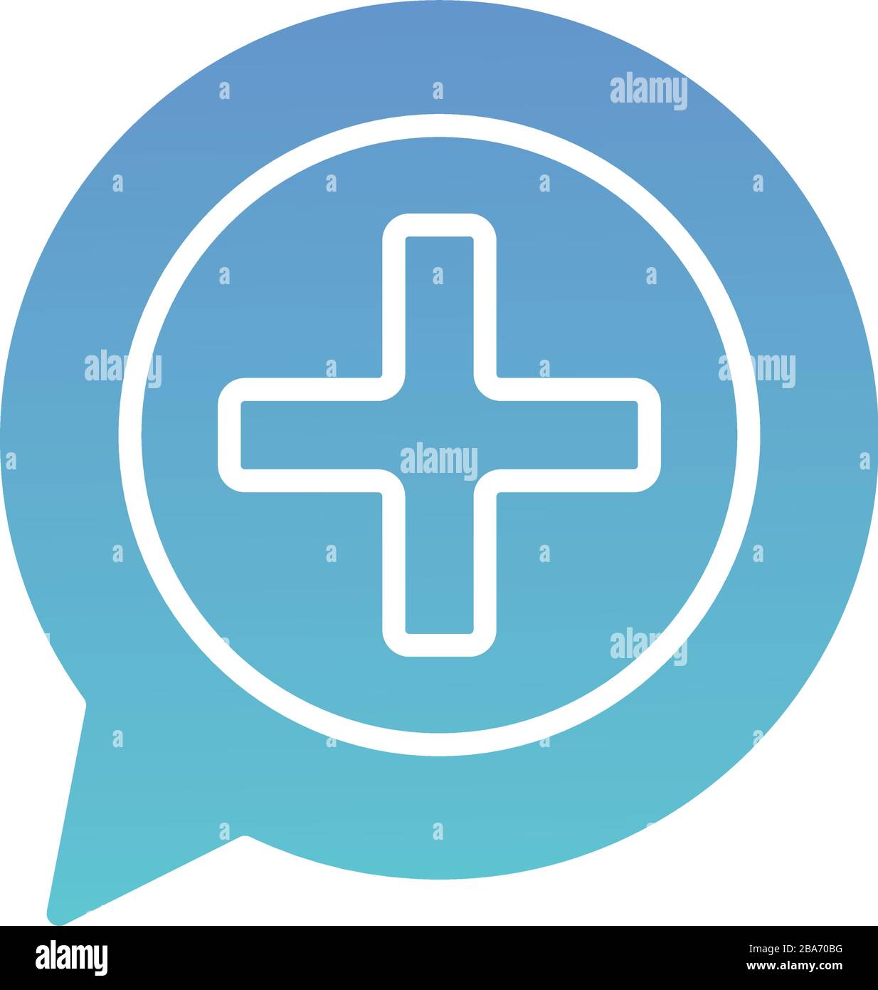 medical cross symbol in speech bubble silhouette gradient style Stock ...
