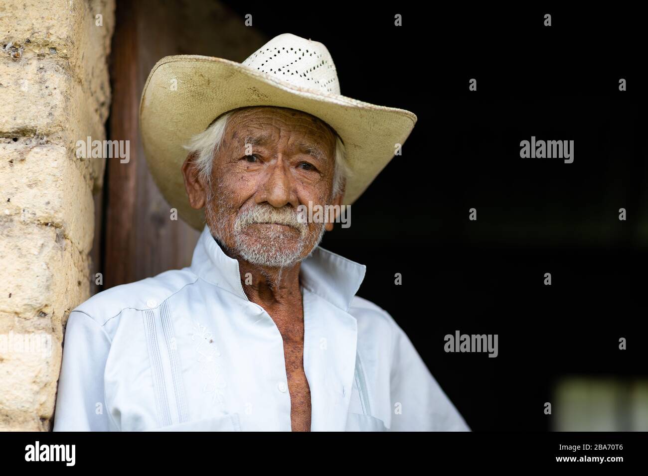 El Chorrito, Tamaulipas, Mexico, July 2, 2019: Mexican Senior, at his ...