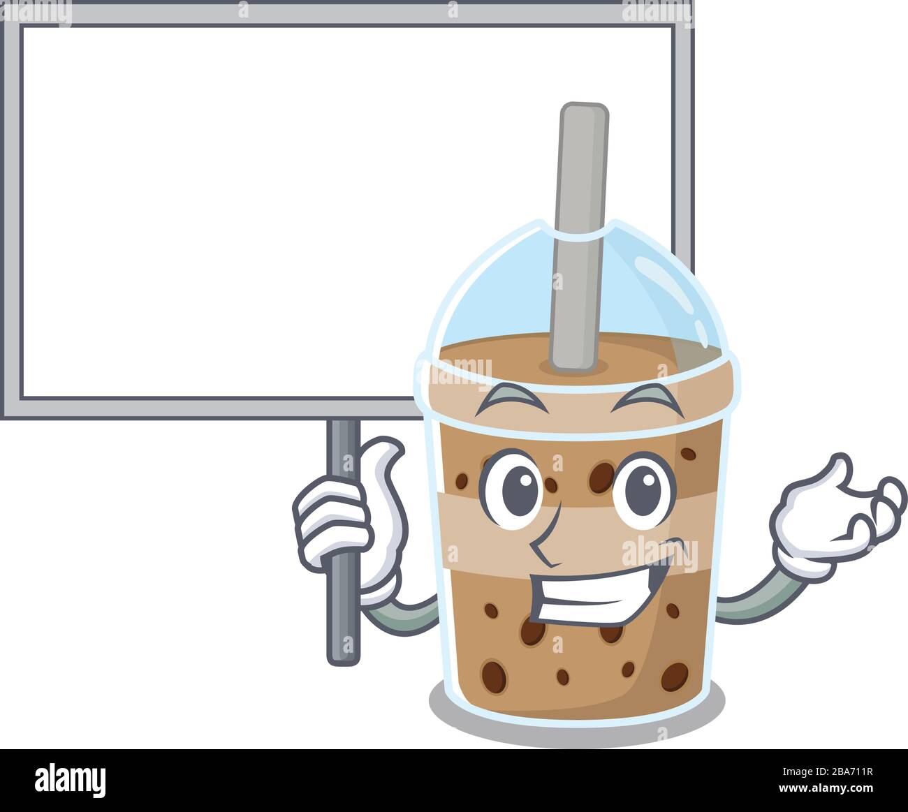 chocolate bubble tea cute cartoon character bring a boardx Stock Vector ...