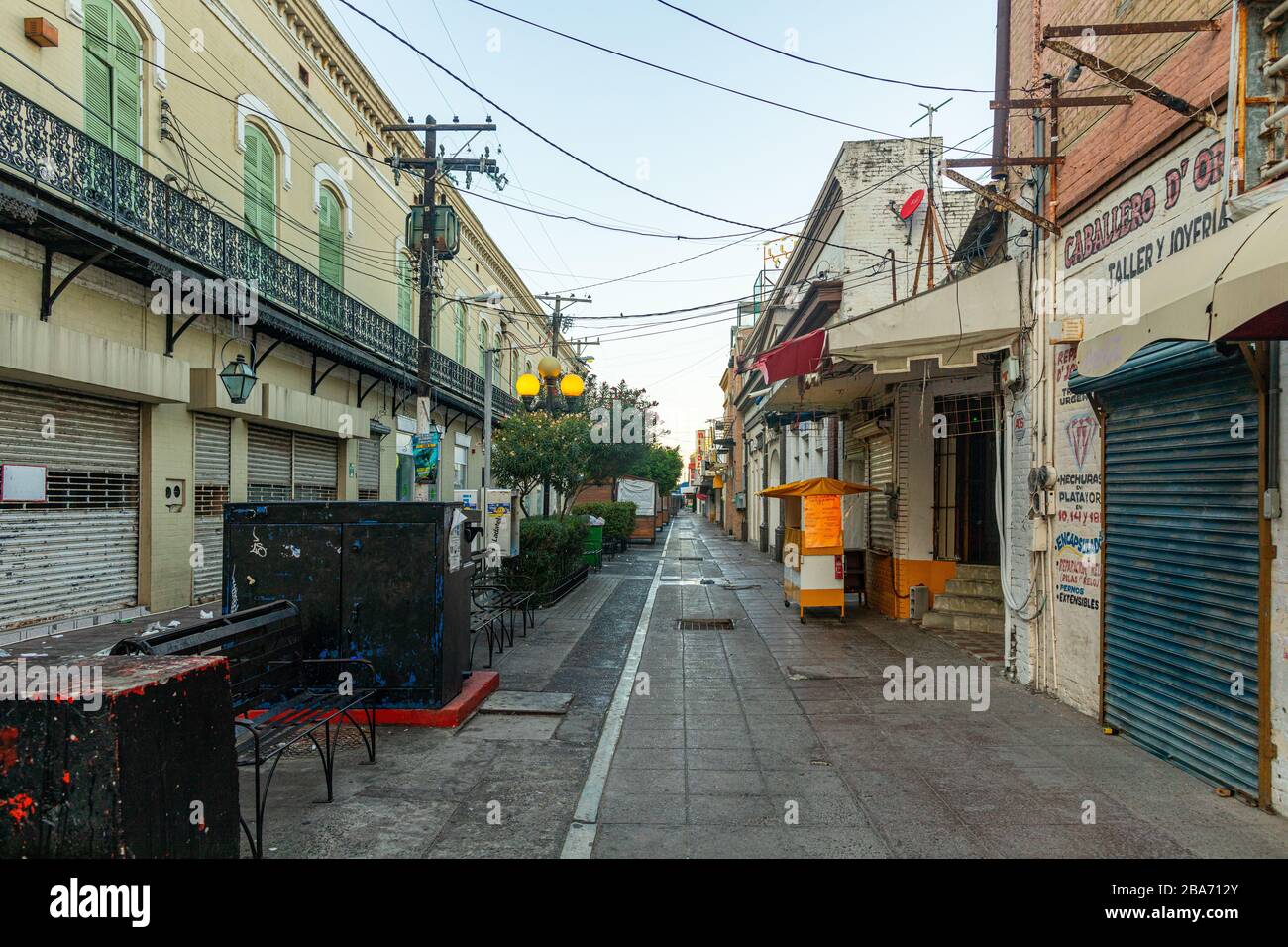 Matamoros, Tamaulipas, USA - November 20, 2019: view down Abasolo ...