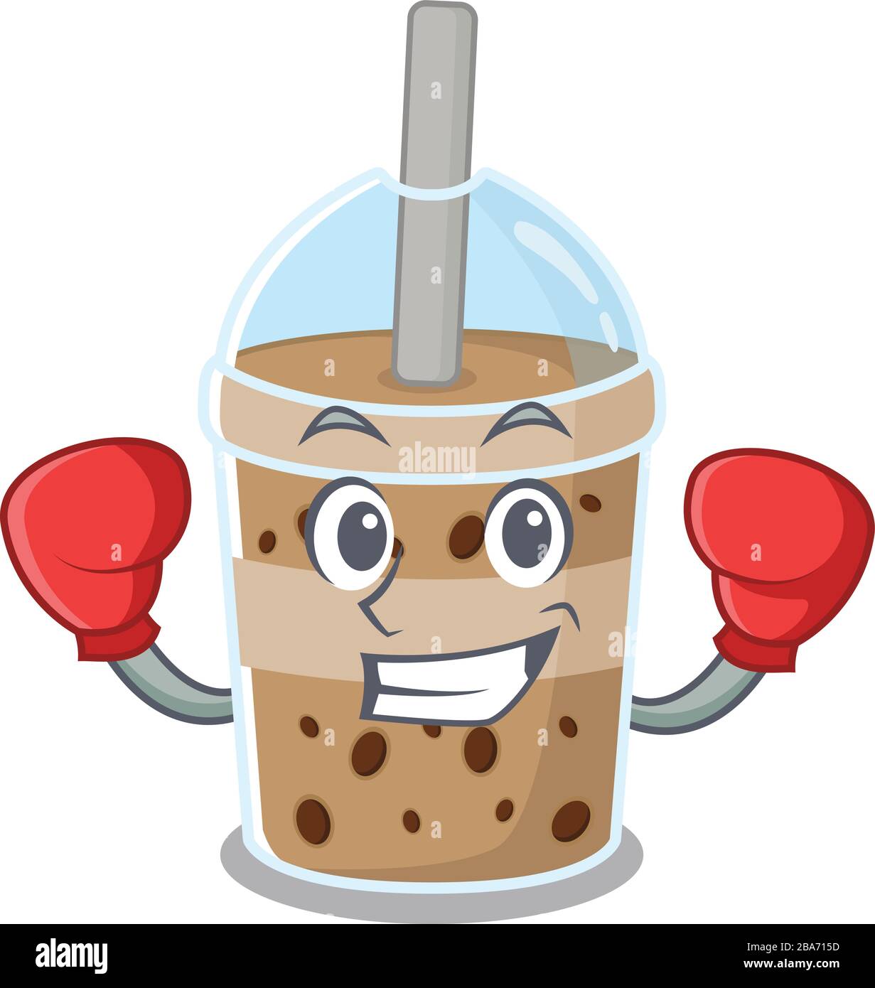 A sporty chocolate bubble tea boxing mascot design style Stock Vector ...