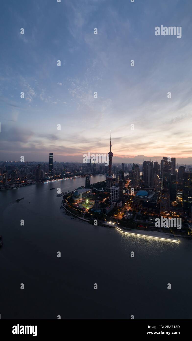aerial view of Lujiazui, Shanghai city, at dawn Stock Photo - Alamy