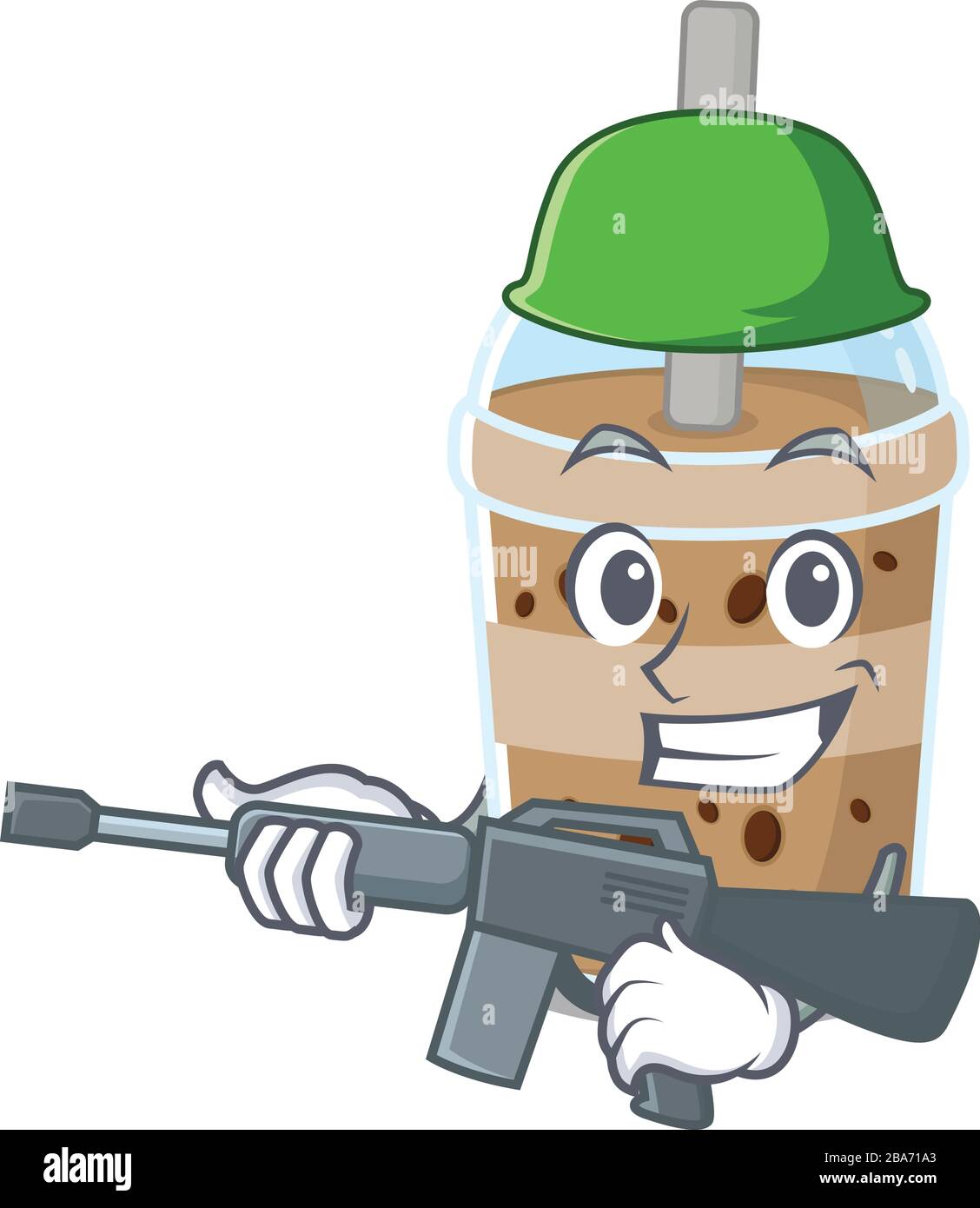 A picture of chocolate bubble tea as an Army with machine gun Stock ...