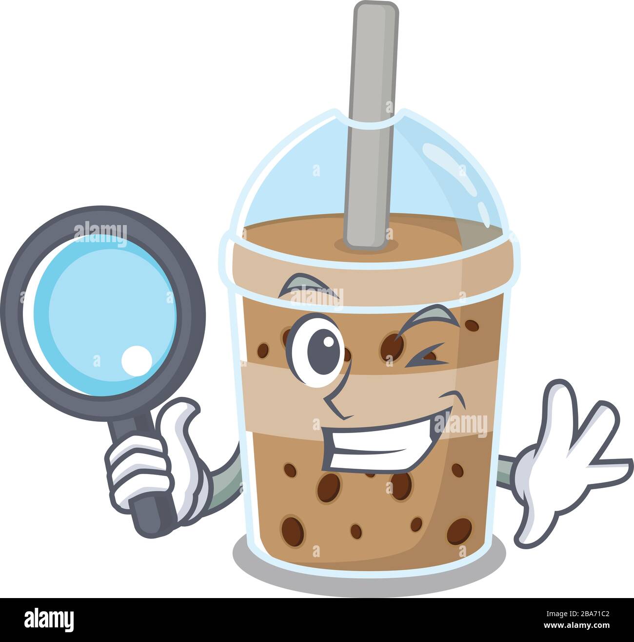 Chocolate bubble tea in Smart Detective picture character design Stock ...
