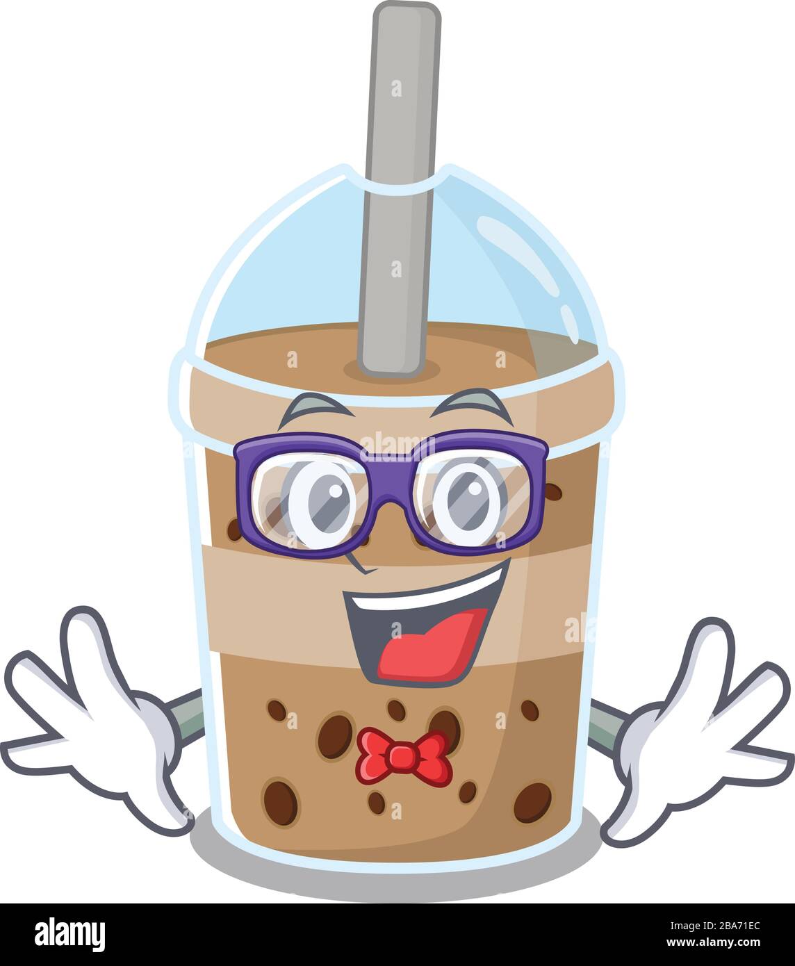Super Funny Geek chocolate bubble tea cartoon character design Stock ...