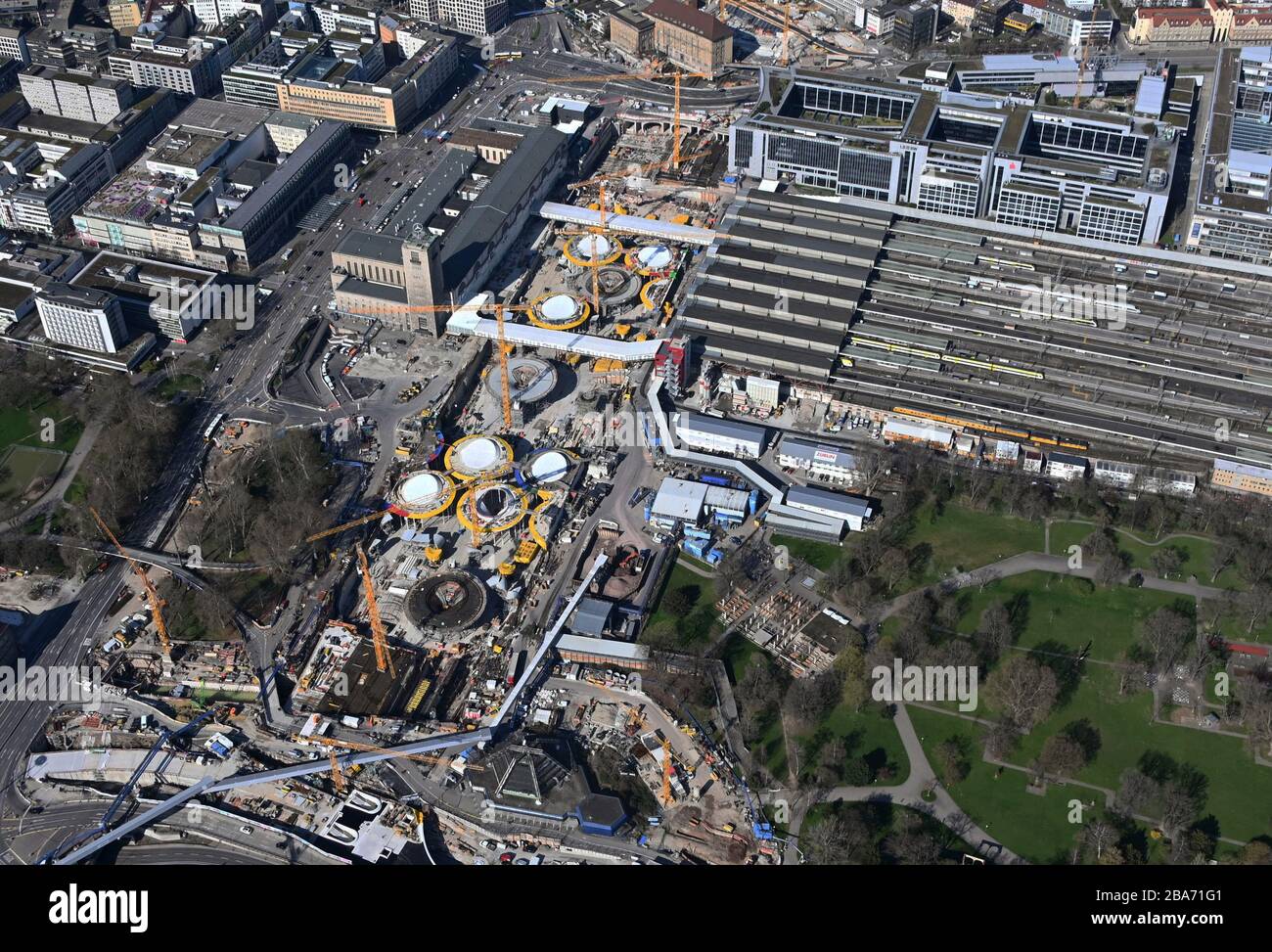 Stuttgart, Germany. 24th Mar, 2020. The construction site of the ...