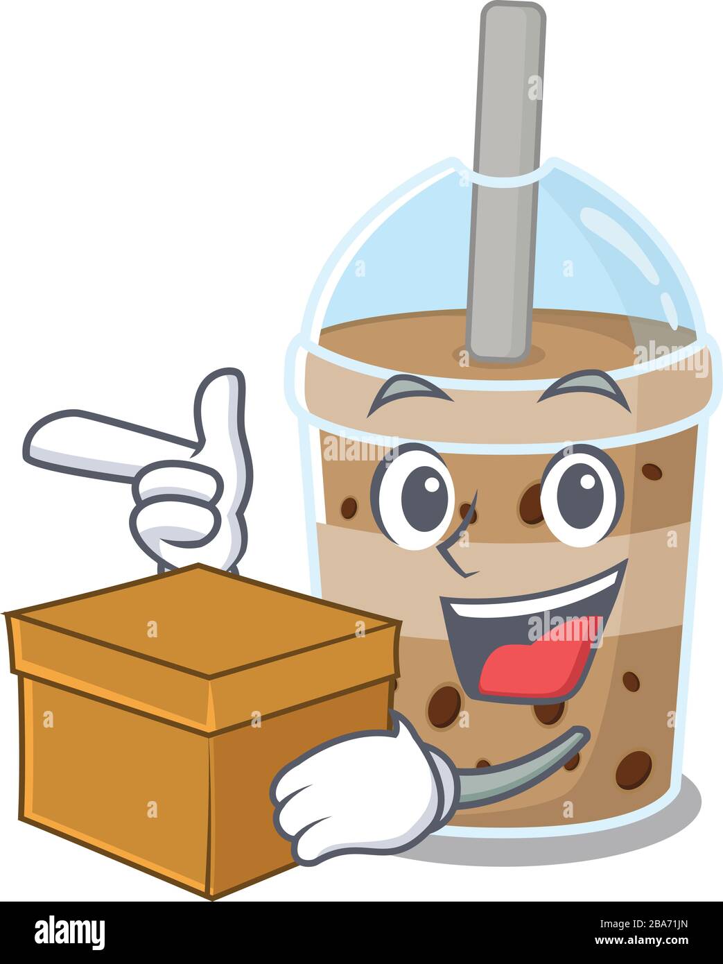 chocolate bubble tea cartoon design style having a box Stock Vector ...
