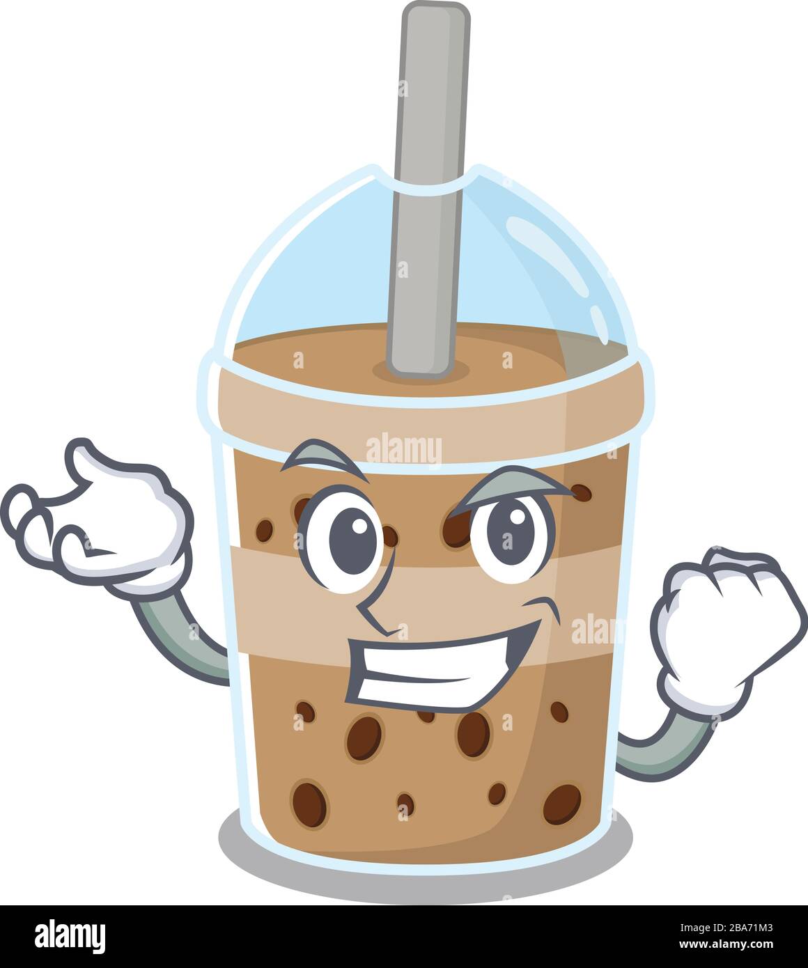 chocolate bubble tea cartoon character style with happy face Stock ...
