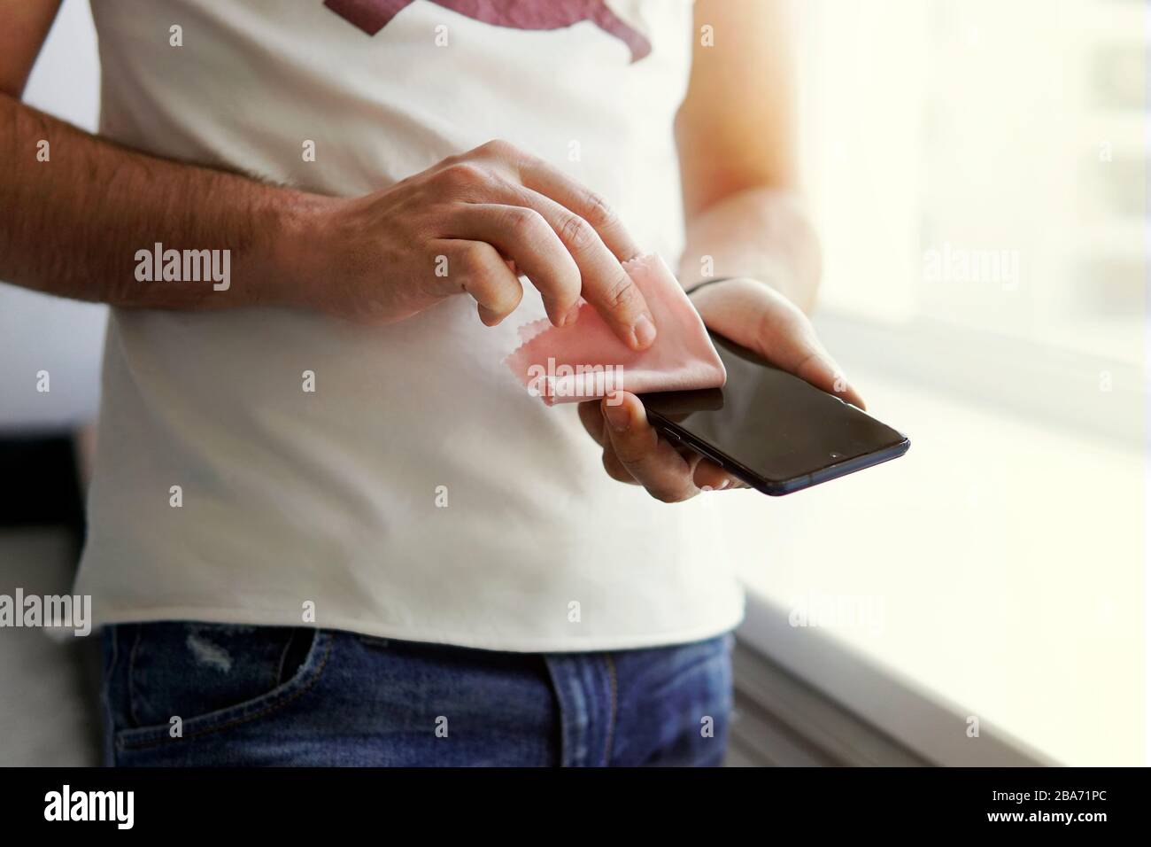 Man rubs screen black hi-res stock photography and images - Alamy