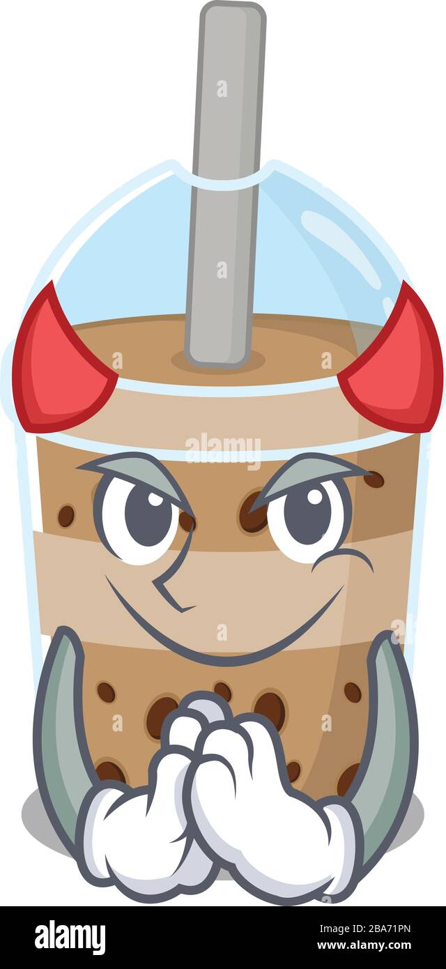 A picture of chocolate bubble tea in devil cartoon design Stock Vector ...