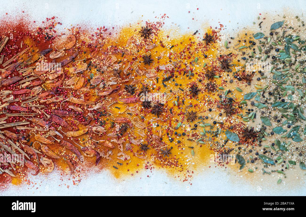 Spice explosion. Aromatic spices on a white background Stock Photo - Alamy