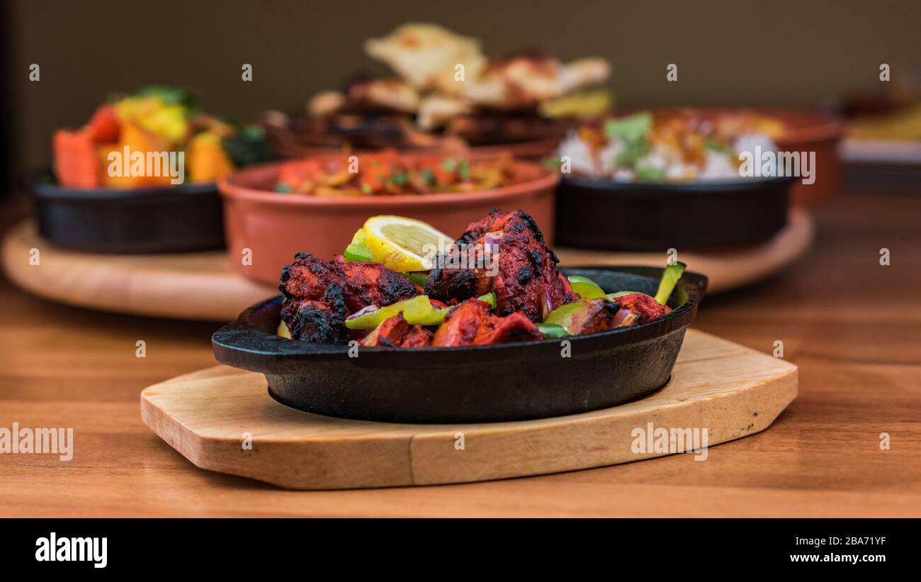 Indian style tapas curry selection which made with chicken, lamb ...