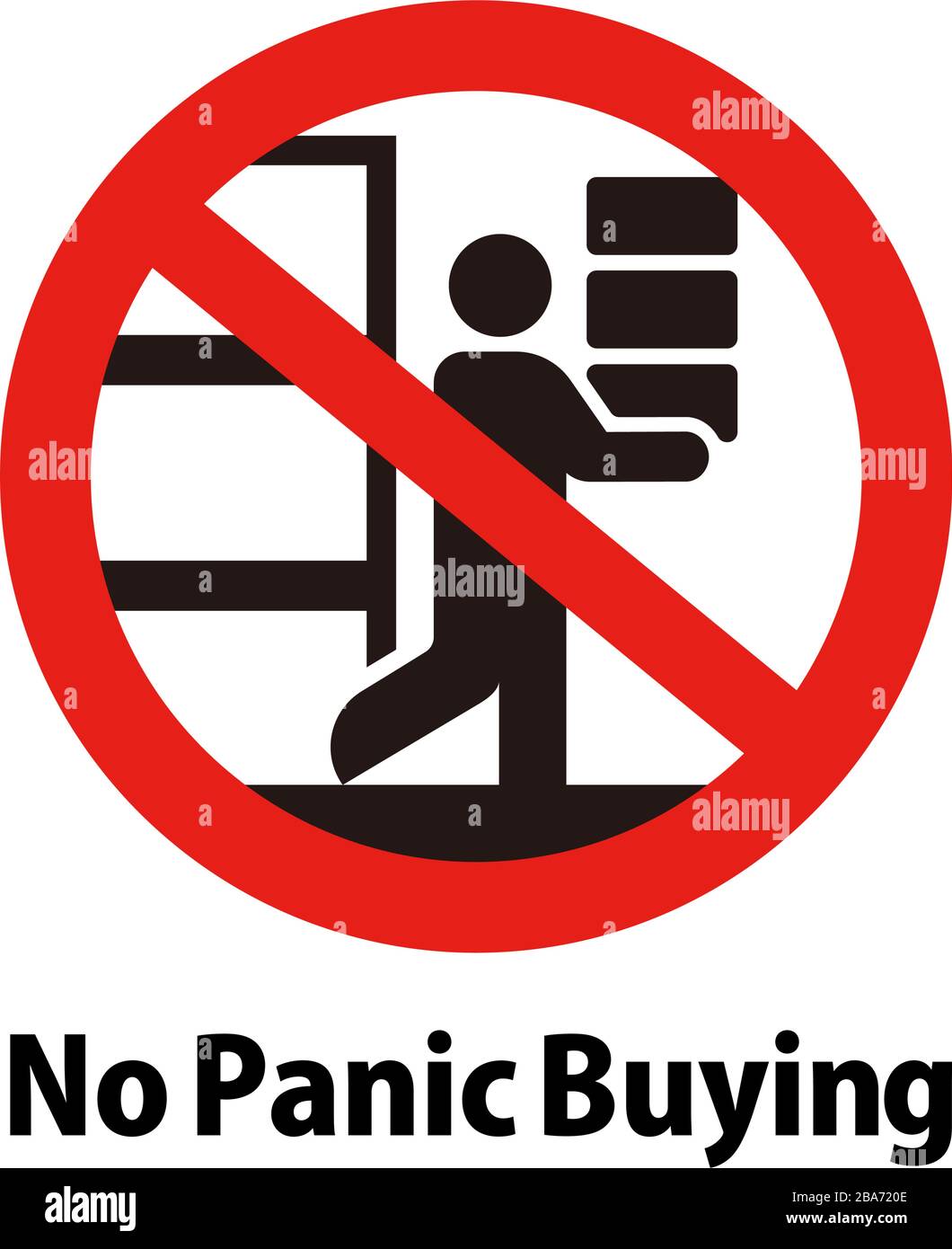 Prohibition vector icon illustration / No panic buying , No buying up ...