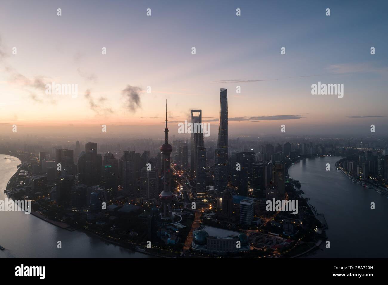 Aerial view over The Bund, Shanghai Stock Photo - Alamy