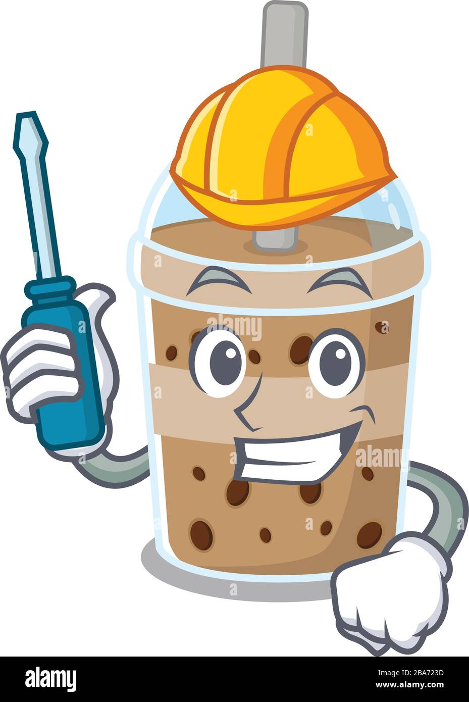 Smart automotive chocolate bubble tea presented in cartoon character ...