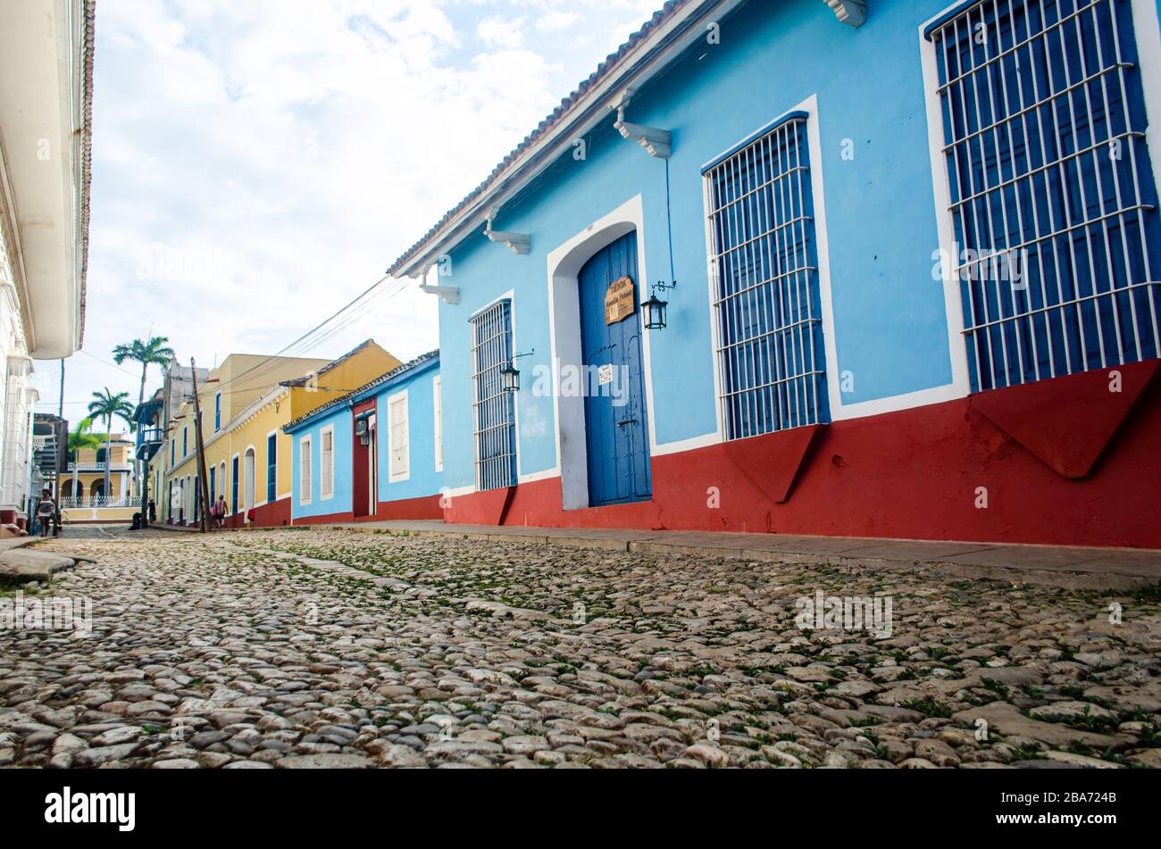 Typical view of Trinidad streets, a city declared UNESCO World Heritage ...