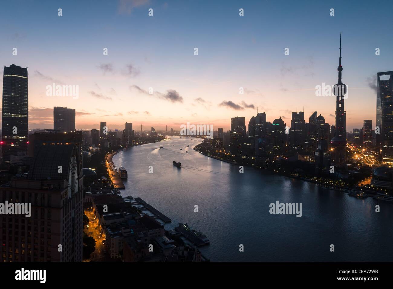 Aerial view over The Bund, Shanghai Stock Photo - Alamy