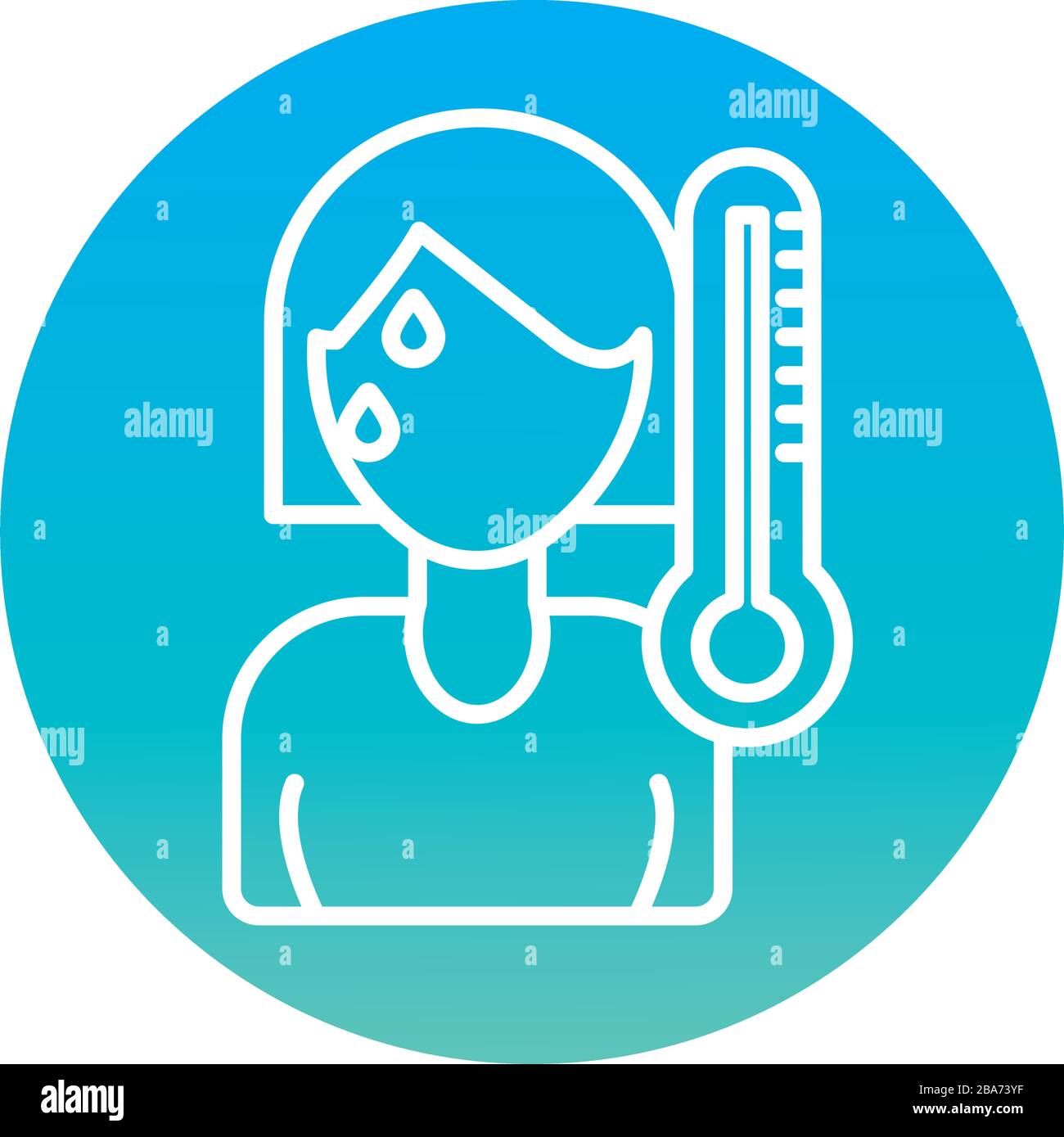 woman sick with fever usin thermometer block style Stock Vector Image ...
