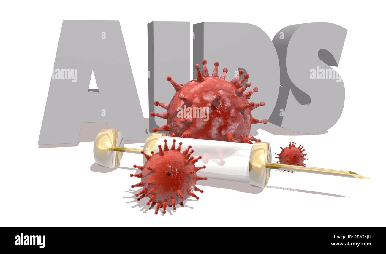 AIDS desease, abstract virus models and syringe Stock Photo - Alamy