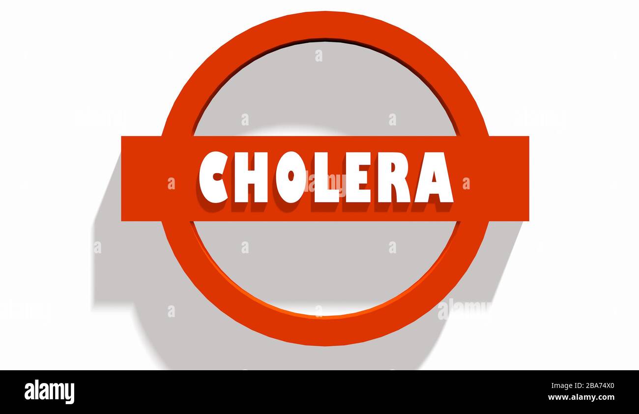 Cholera disease text. Stop road sign Stock Photo - Alamy