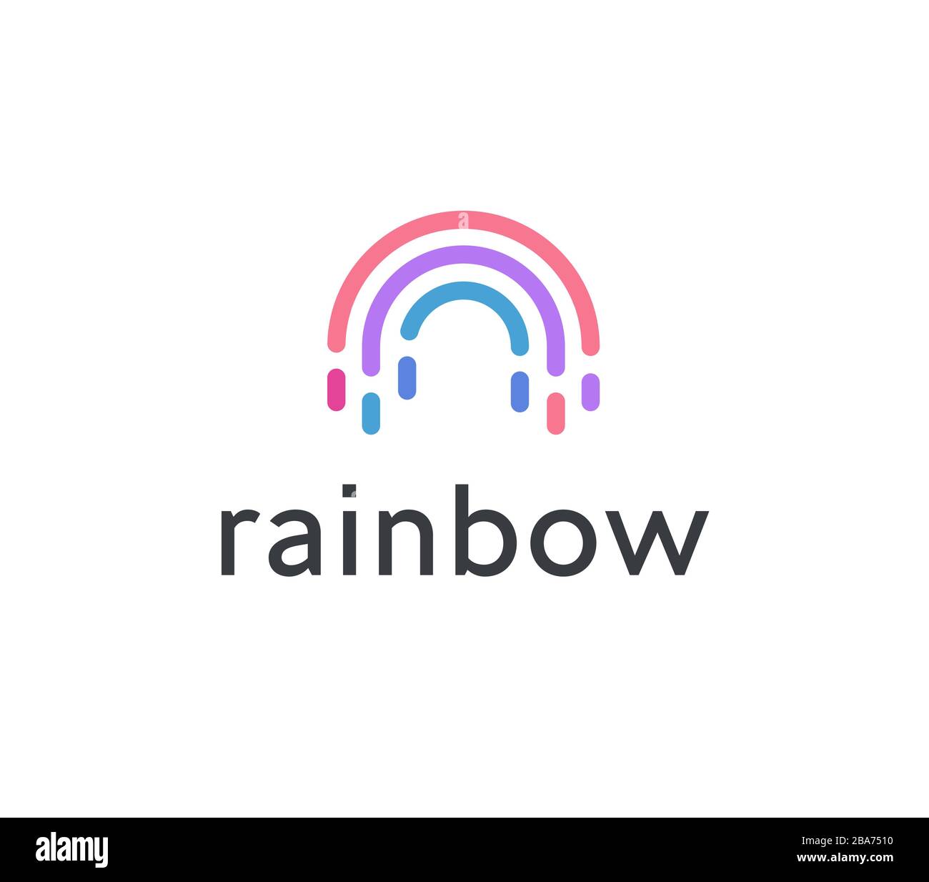 Abstract rainbow icon, colorful semicircle creative emblem. Dashes ...