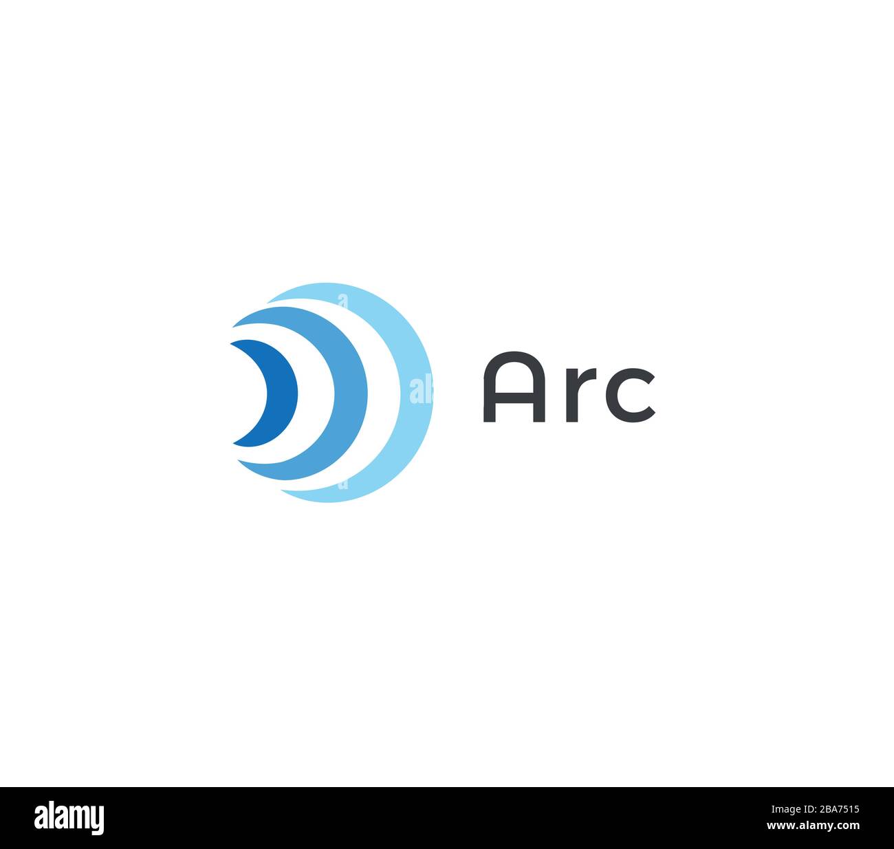 Abstract arc icon, blue radio and wifi waves. Signal logo template ...