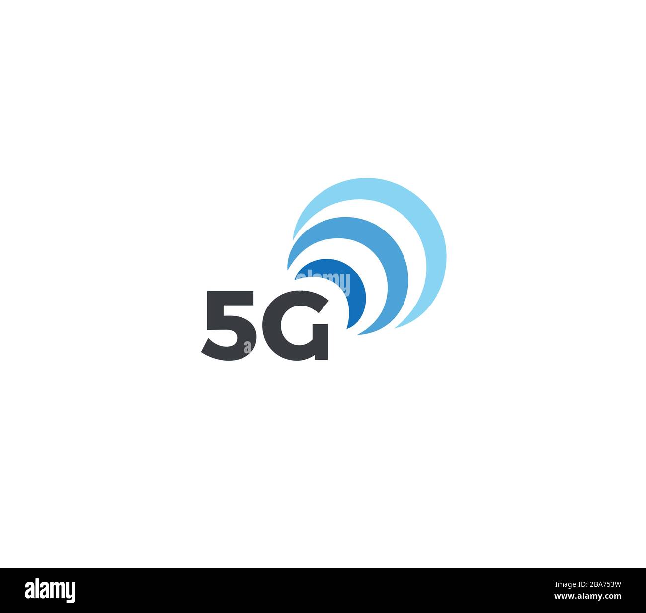 Abstract signal icon, blue arc. 5g mobile logo template, flat concept ...